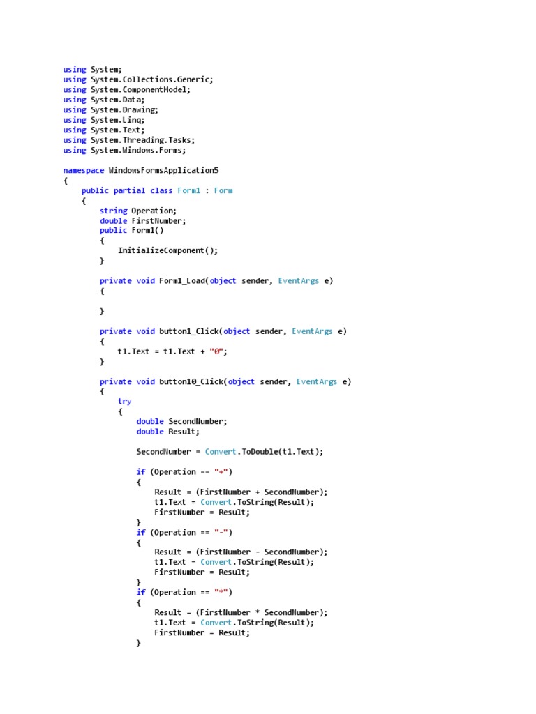 Simple Calculator in C# | Download Free PDF | Information Technology ...