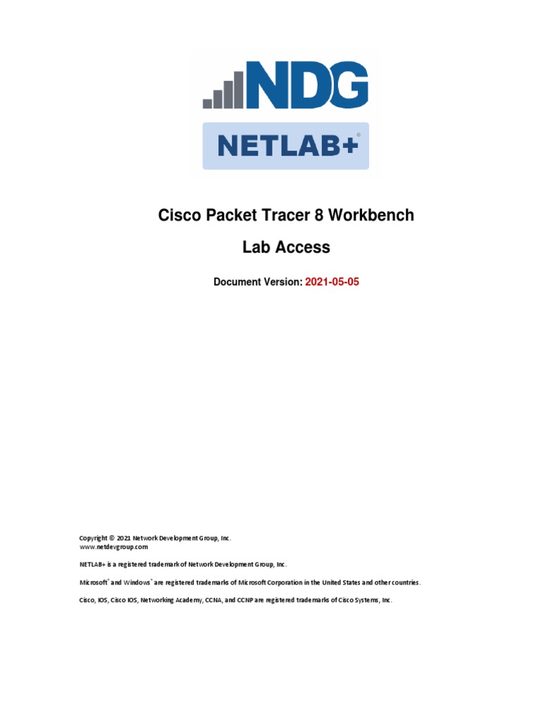Cisco Packet Tracer 8 Workbench Lab Access: Document Version | PDF ...
