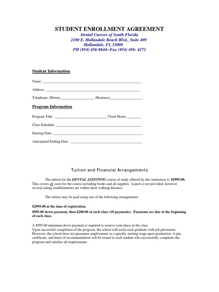 Student Enrollment Agreement | PDF
