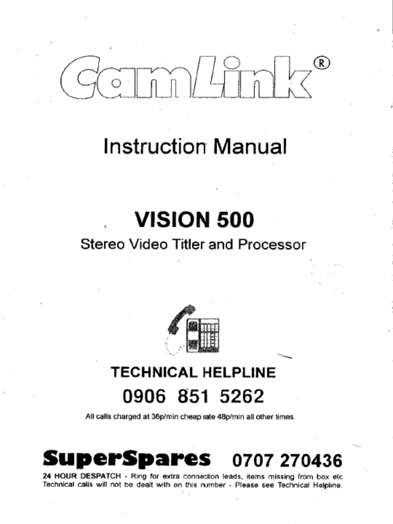 Camlink Vision 500 Video Titler Manual | PDF