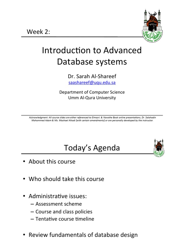 Introduc) On To Advanced Database Systems: Week 2 | PDF | Databases ...