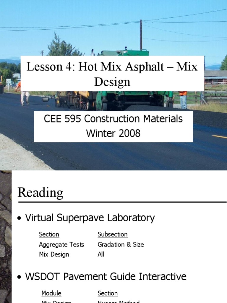 Lesson 4: Hot Mix Asphalt - Mix Design: CEE 595 Construction Materials ...