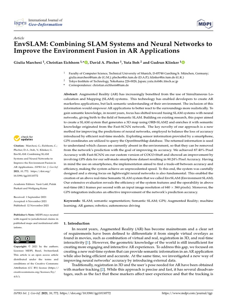 Envslam: Combining Slam Systems and Neural Networks To Improve The ...
