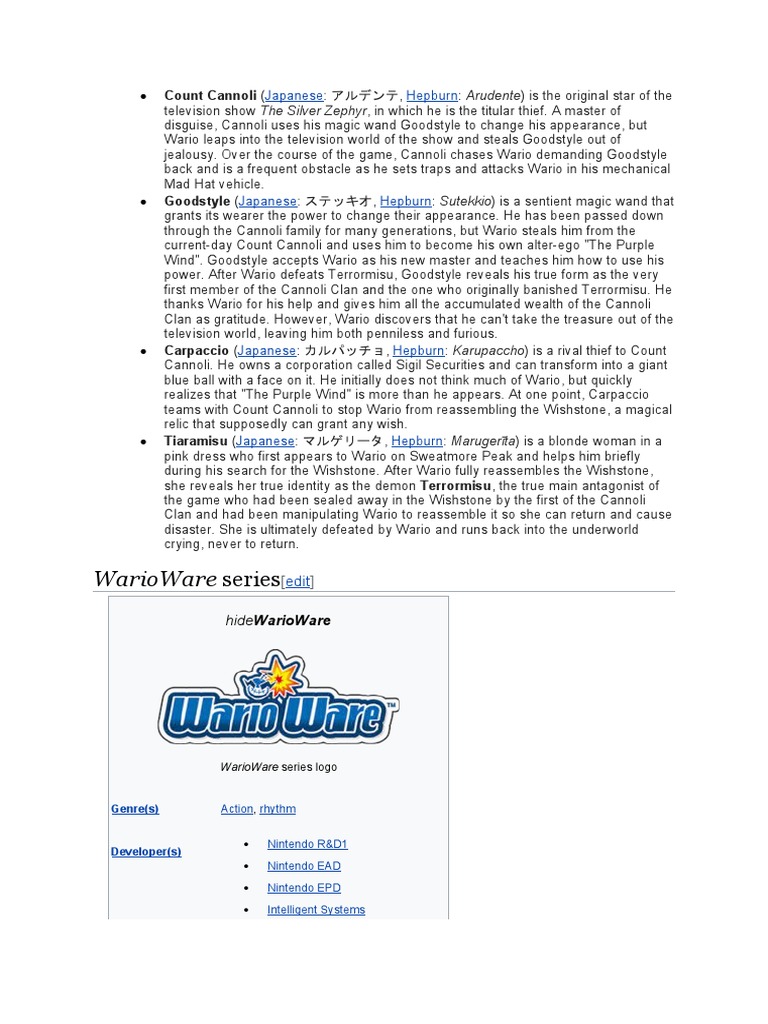 Warioware Series: Count Cannoli ( | PDF | Gaming | Electronic Publishing