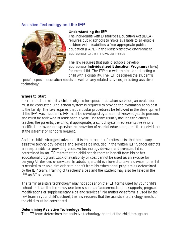 Assistive Technology and The Iep | PDF | Individualized Education ...