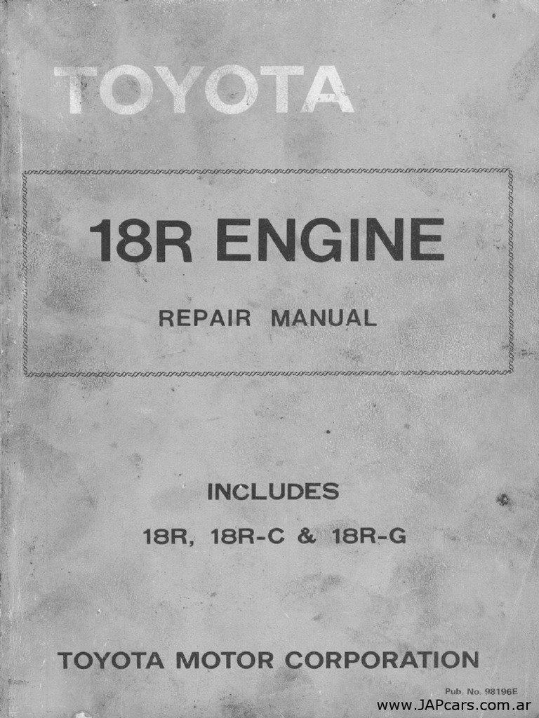 (TOYOTA) Manual de Taller Toyota 18R Engine Manual Ingles | PDF ...