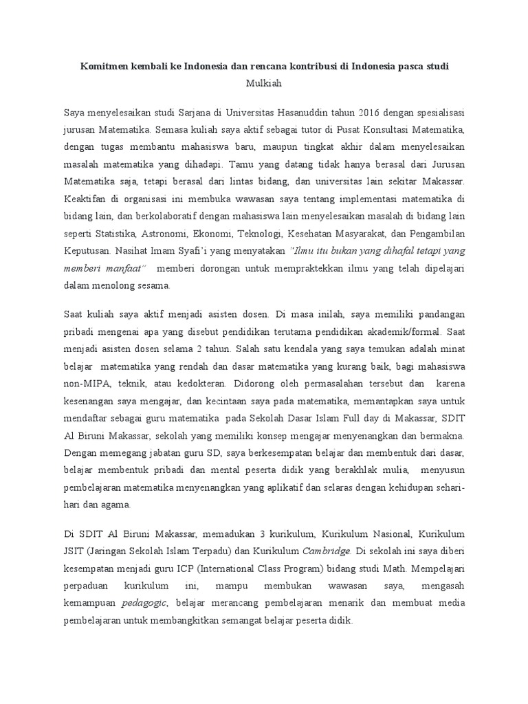 Contoh Esai For LPDP | PDF