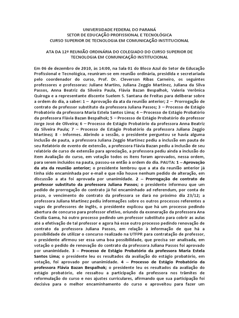 Exemplo de Ata Oficial | PDF