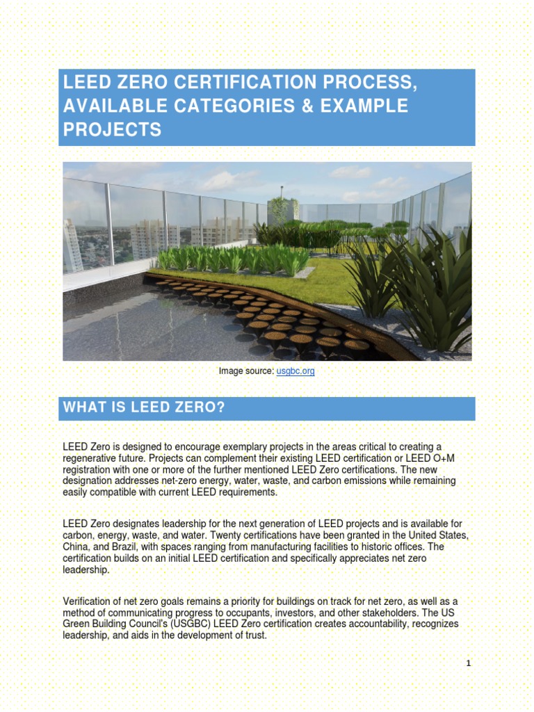 Leed Zero Certification Process, Available Categories & Example ...