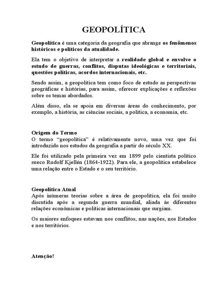 Uma introdução à geopolítica: conceito, origem, abordagens atuais e ...