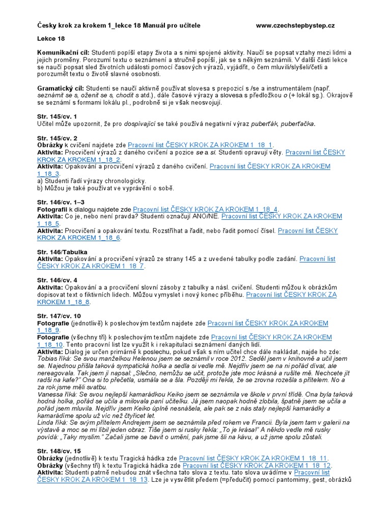 Ucitele Cesky Krok Za Krokem 1 18 | PDF