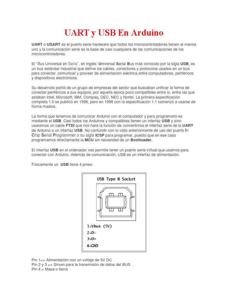 Comunicación USB y UART en Arduino | PDF | USB | Arduino
