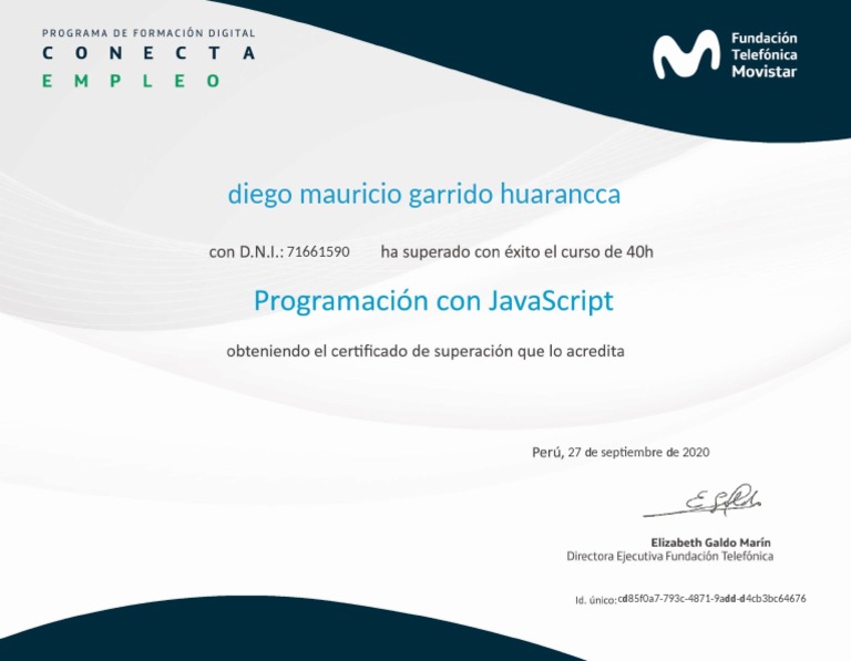 Certificado - Programación Con JavaScript | PDF