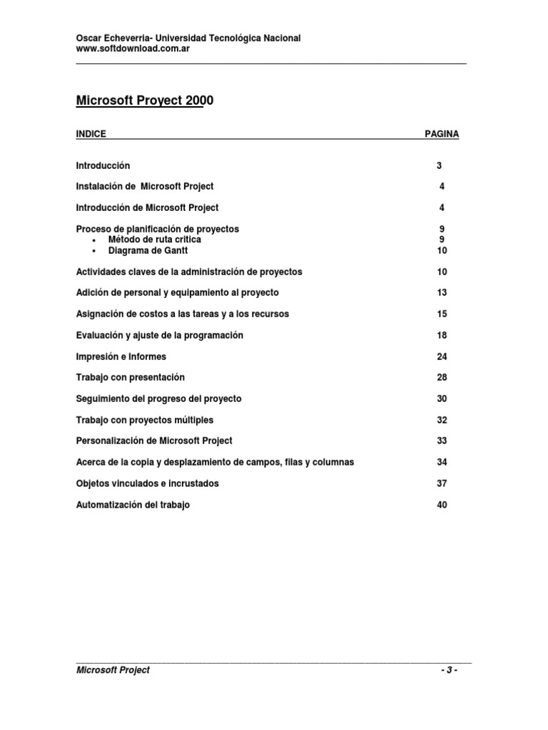 Manual de Microsoft Project 2000 (41 Paginas - en Español) | PDF ...