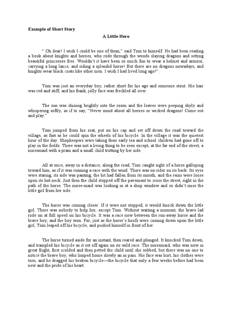 Example of Short Story A Little Hero | PDF