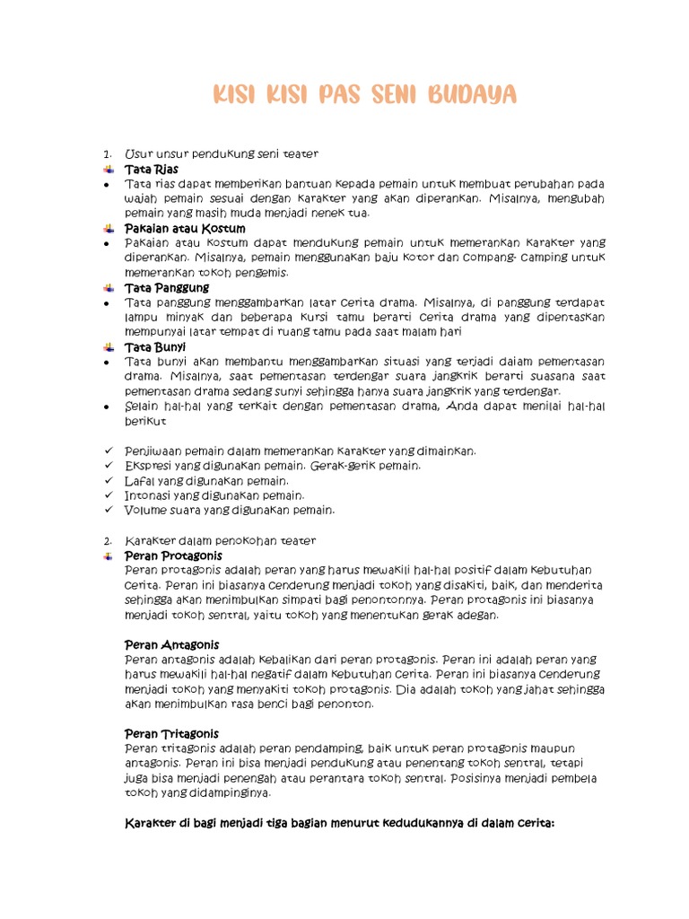 Kisi Kisi Pas Seni Budaya | PDF