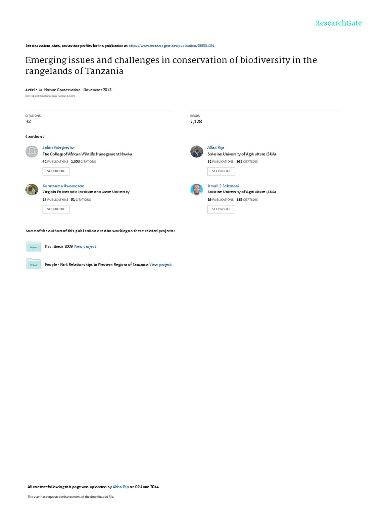 Emerging Issues and Challenges in Conservation of Biodiversity in The ...