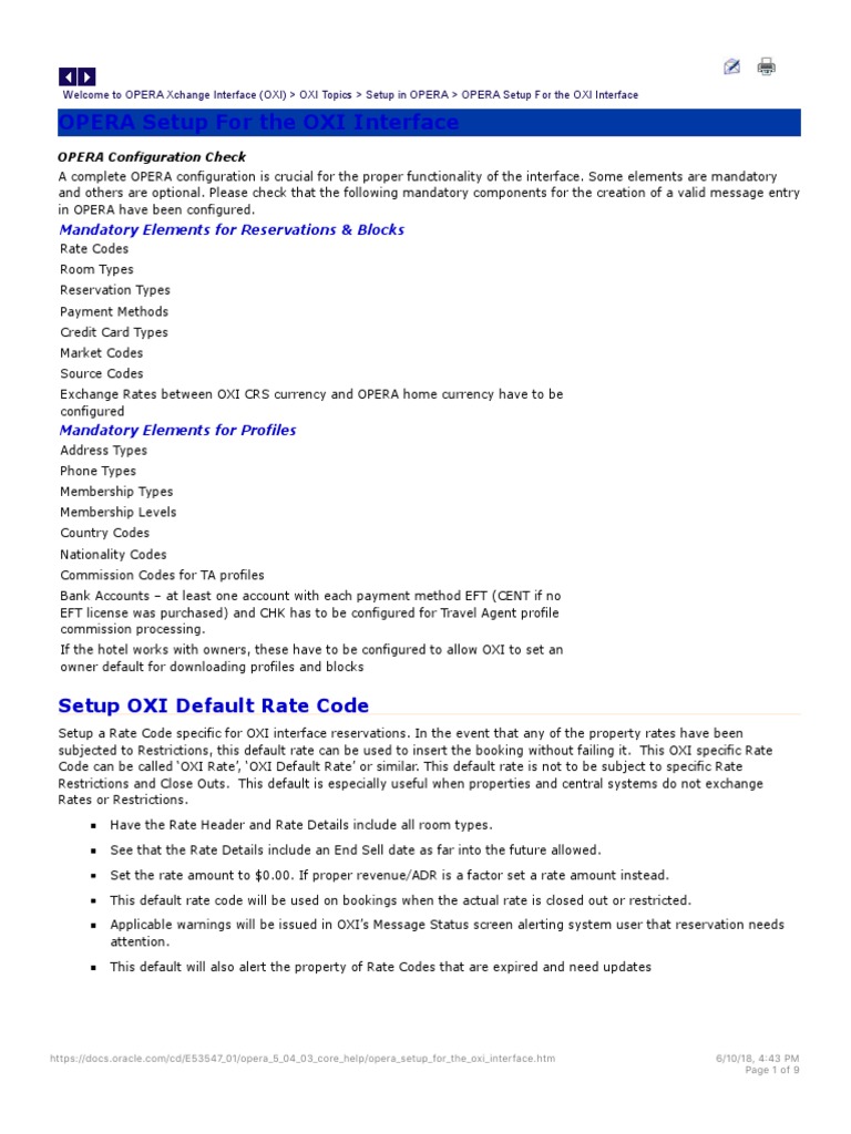 OPERA OXI Interface Setup Guide | PDF | Payments | Banks