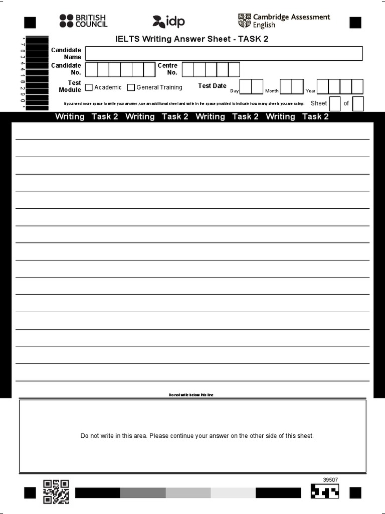 Academic Writing Answer Sheet Task 2 | PDF