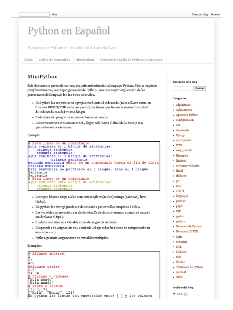 Python en Español - MiniPython | PDF | Python (lenguaje de programación ...