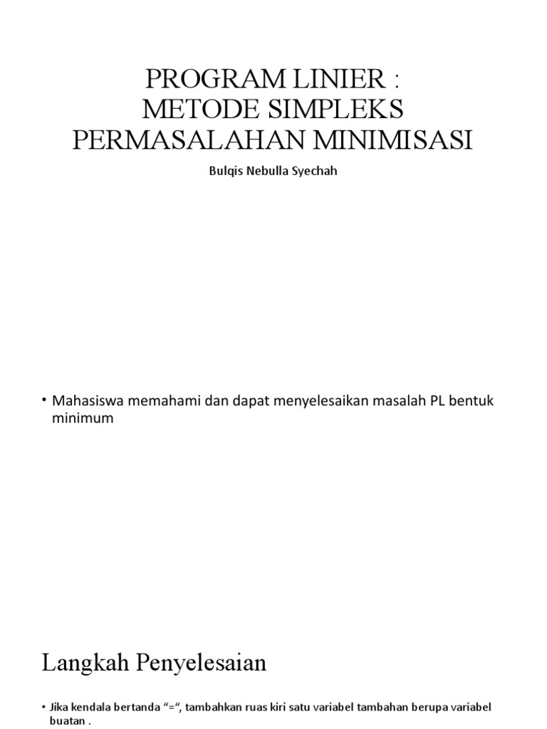 11 - PL Metode Simpleks Minimum | PDF