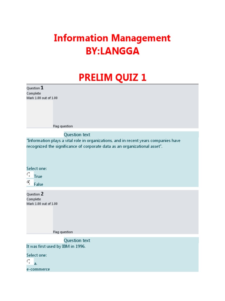 Information Management Quiz Overview | PDF | Computer Network | World ...