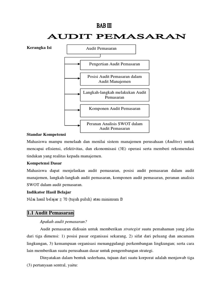 Topik 3 Audit Pemasaran | PDF