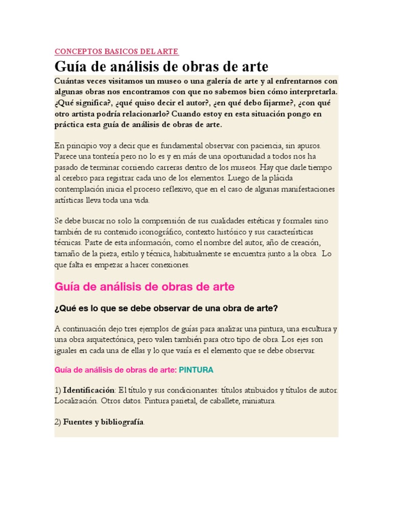 Guía para Analizar Obras de Arte | PDF | Escultura | Pinturas