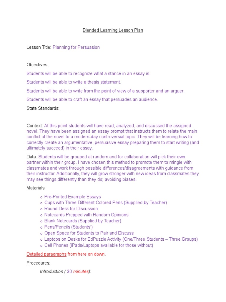Persuasive Essay Lesson Plan Guide | PDF | Essays | Persuasion