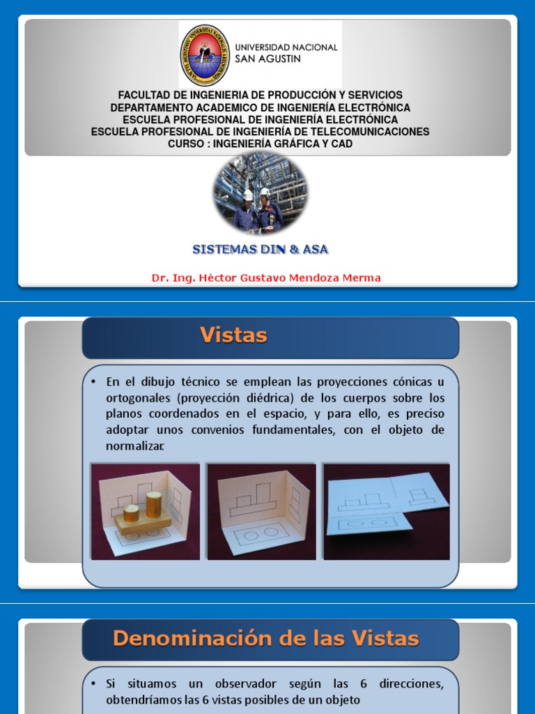 Sistemas DIN y ASA para proyecciones ortogonales en ingeniería gráfica ...