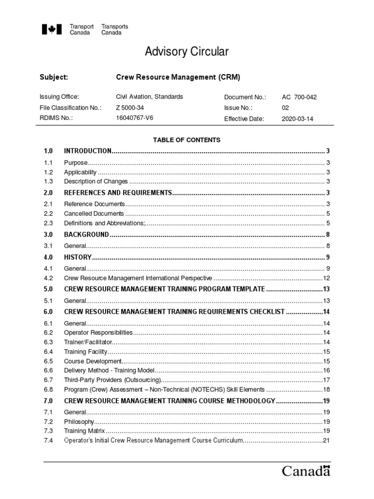 Advisory Circular: Subject: Crew Resource Management (CRM) | PDF ...