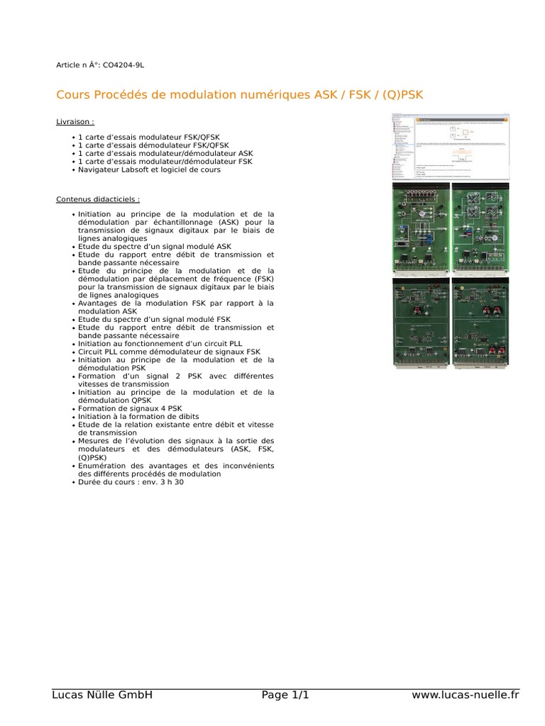 2315 F Cours Proc D S de Modulation Num Riques ASK FSK Q PSK | PDF