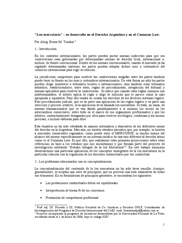 Lex Mercatoria | PDF | Ley común | Legislación