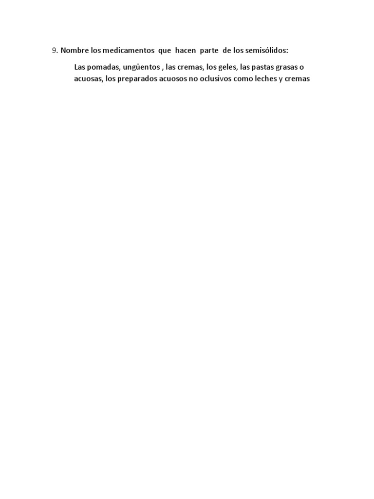 Medicamentos Semisólidos: Ejemplos y Nombres | PDF