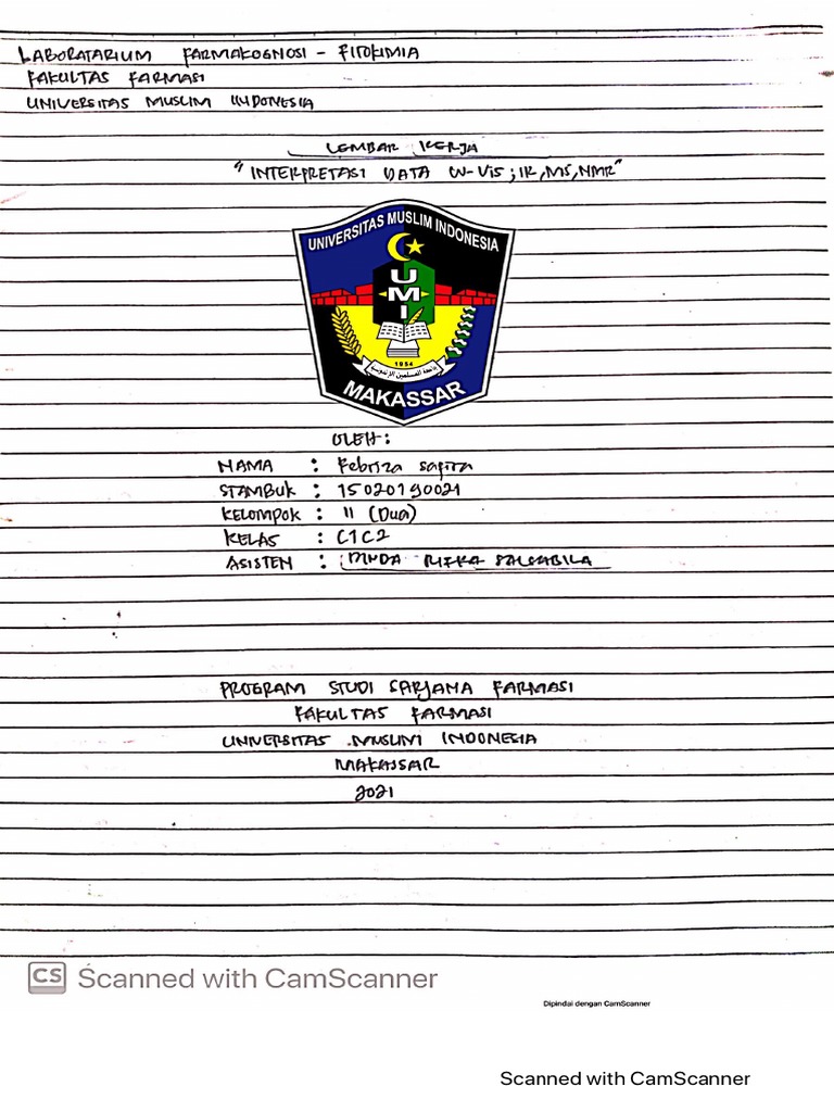 LK Interpretasi Data Uv Vis, Ir MS, NMR - Febriza Safira - 15020190021 ...