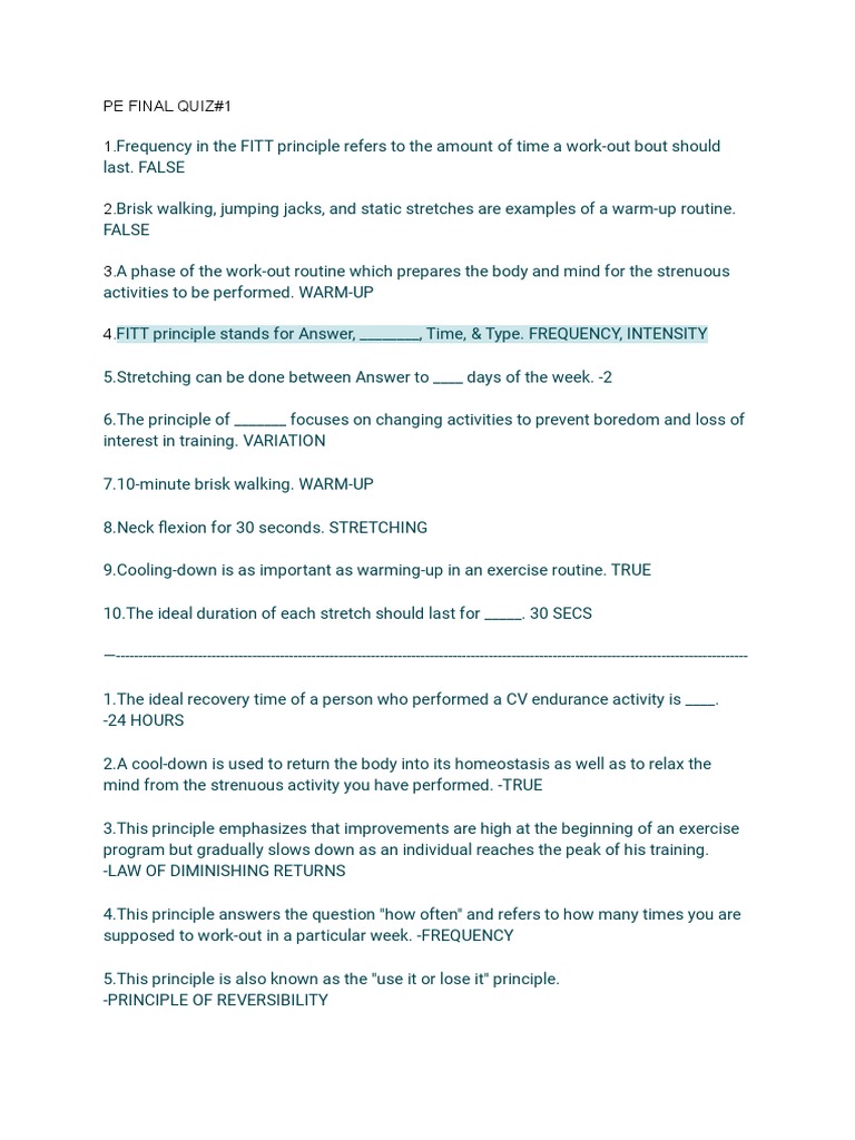 Pe Final Quiz#1 | PDF | Career & Growth | Self-Improvement