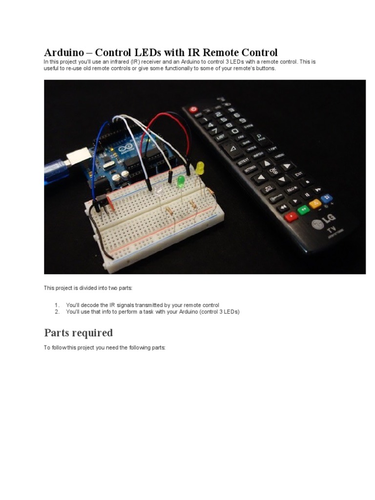 Arduino - Control Leds With Ir Remote Control: Parts Required | PDF ...