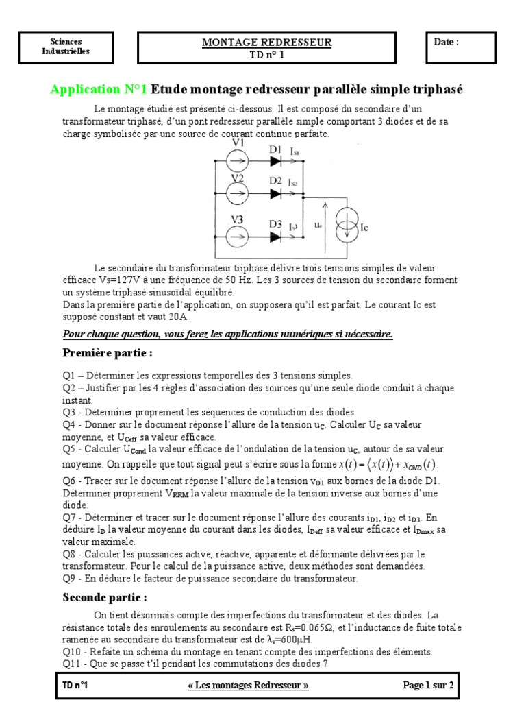 Montage Redresseur Triphasé Simple | PDF | Redresseur | Physique