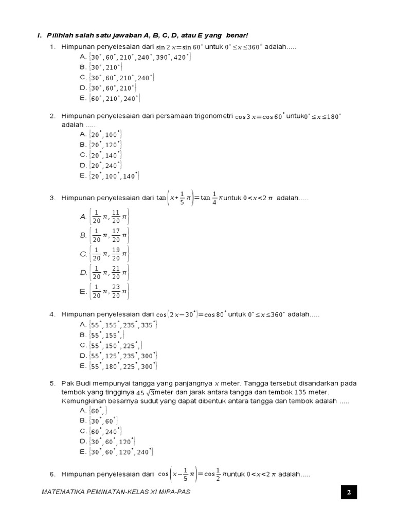 Soal Pas 1 MTK P Xi Ipa 2122 | PDF