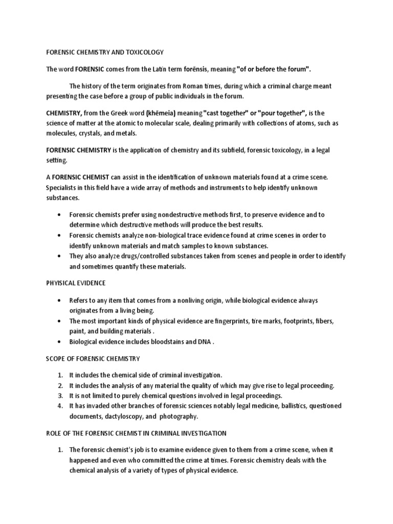 Forensic Chemistry and Toxicology | PDF | Witness | Forensic Science