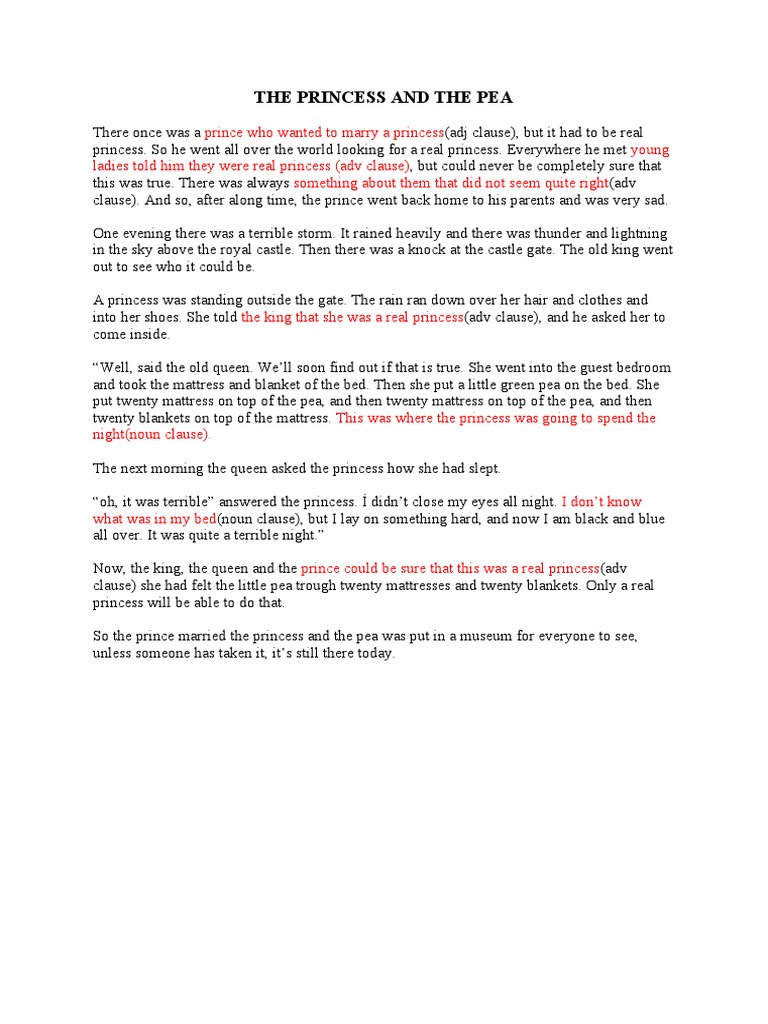 The Princess and the Pea Story | PDF