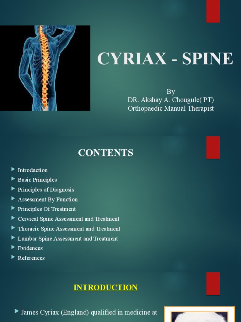 Cyriax Approach to Spine Therapy | PDF | Vertebral Column | Back Pain