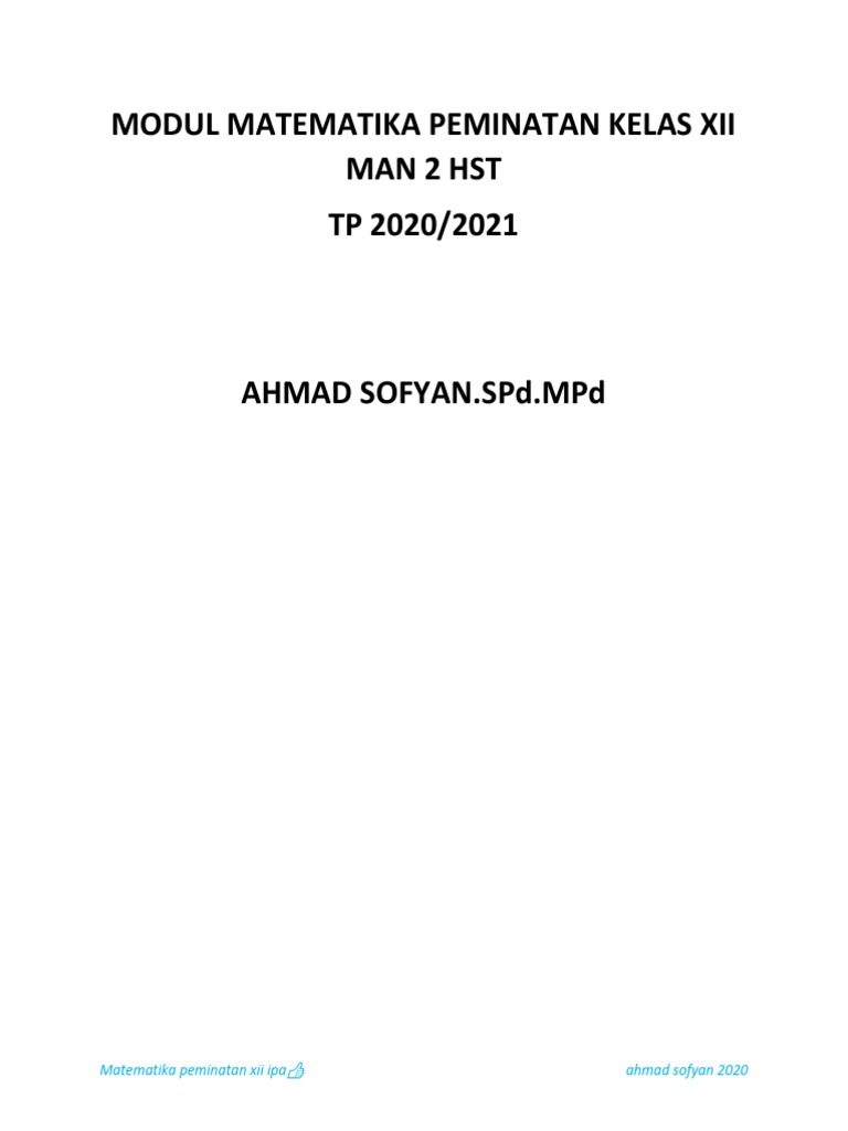 Modul Matematika Peminatan Kelas Xii Limit Trigono 1 | PDF