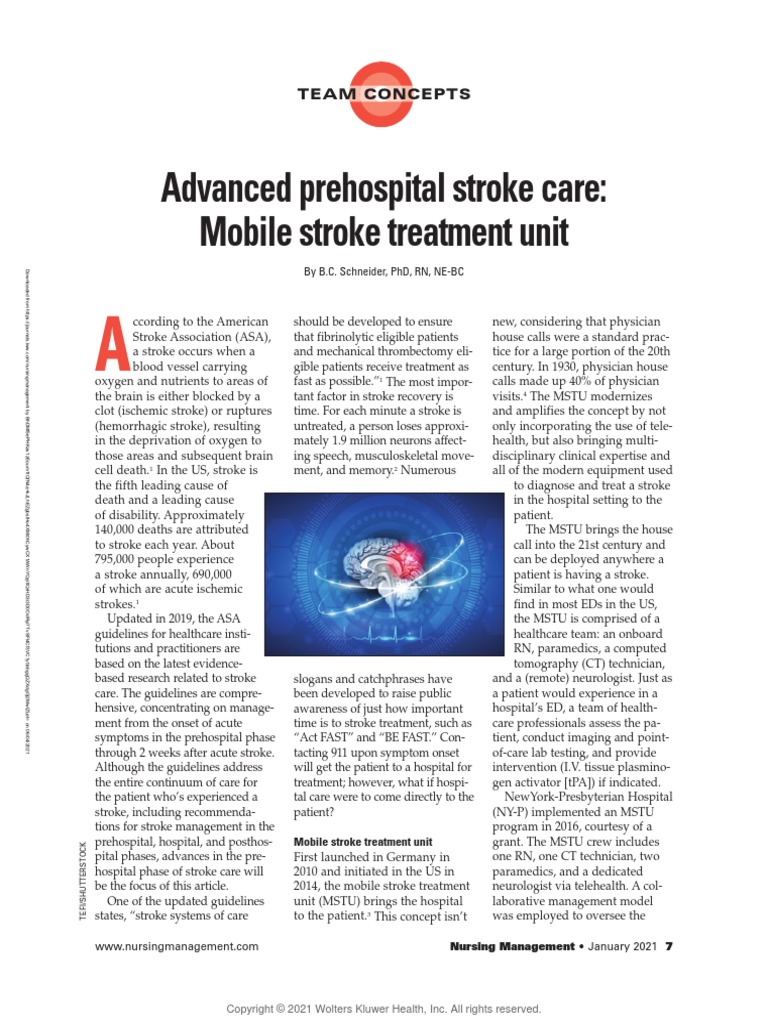 Advanced Prehospital Stroke Care: Mobile Stroke Treatment Unit | PDF ...