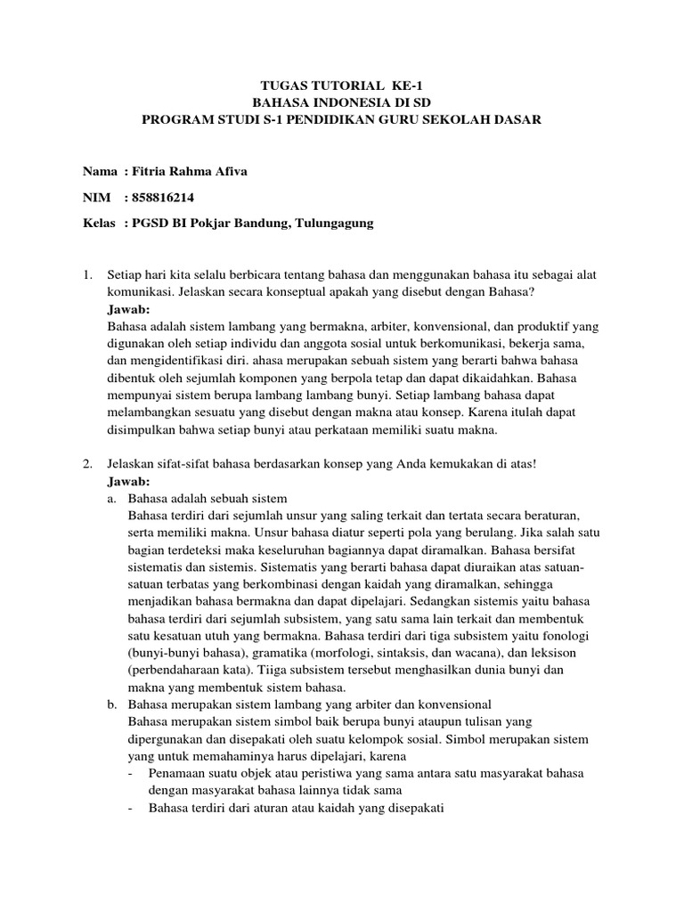 TT1 - Bahasa Indonesia | PDF | Seni & Disiplin Bahasa | Sains & Matematika