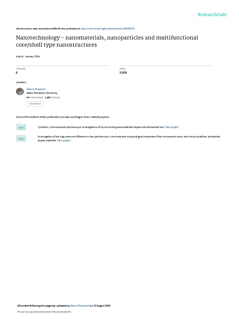 Nanotechnology - Nanomaterials, Nanoparticles and Multifunctional Core ...