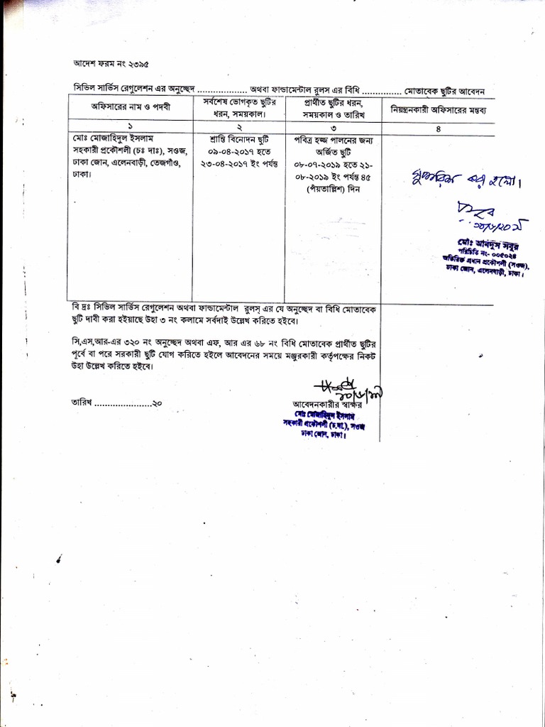AG Leave Form No. 2395 Details | PDF