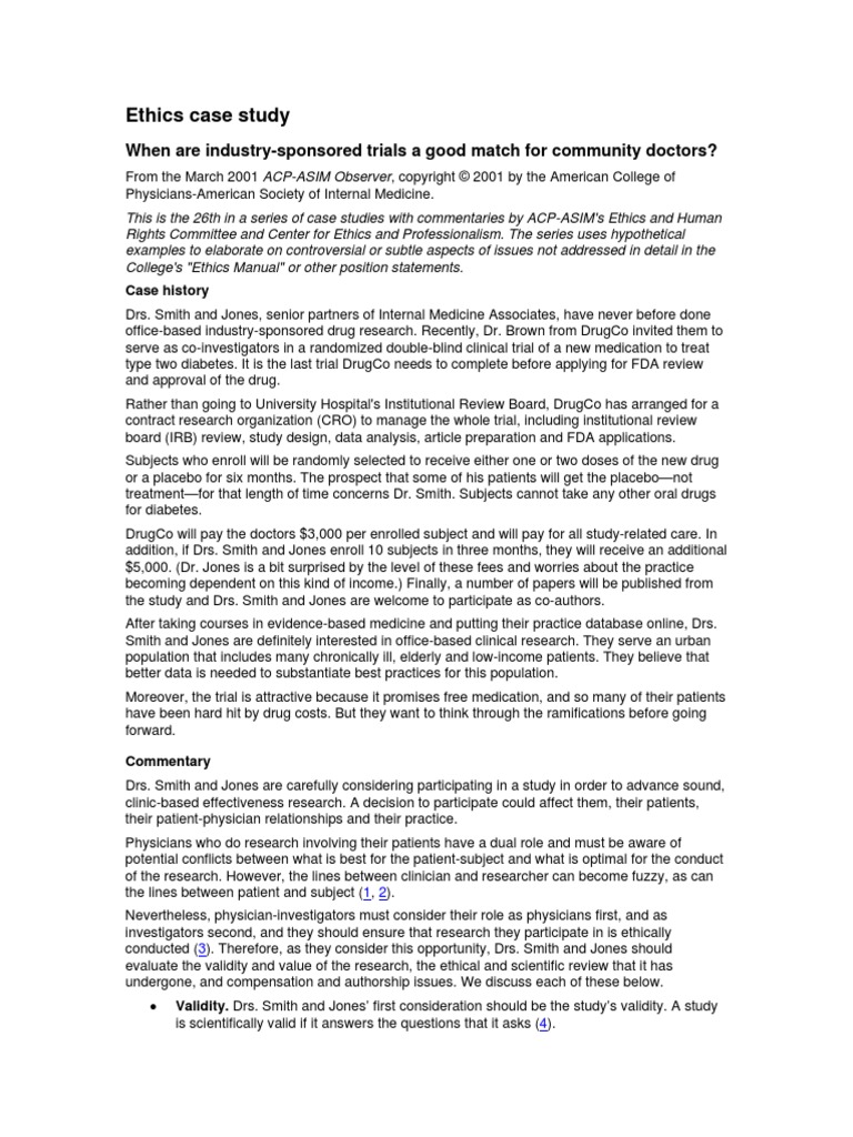 Medical Ethics Case Study | PDF | Institutional Review Board | Clinical ...