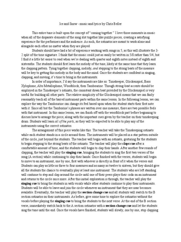 Orff Arrangement Instructions | PDF | Singing | Performing Arts