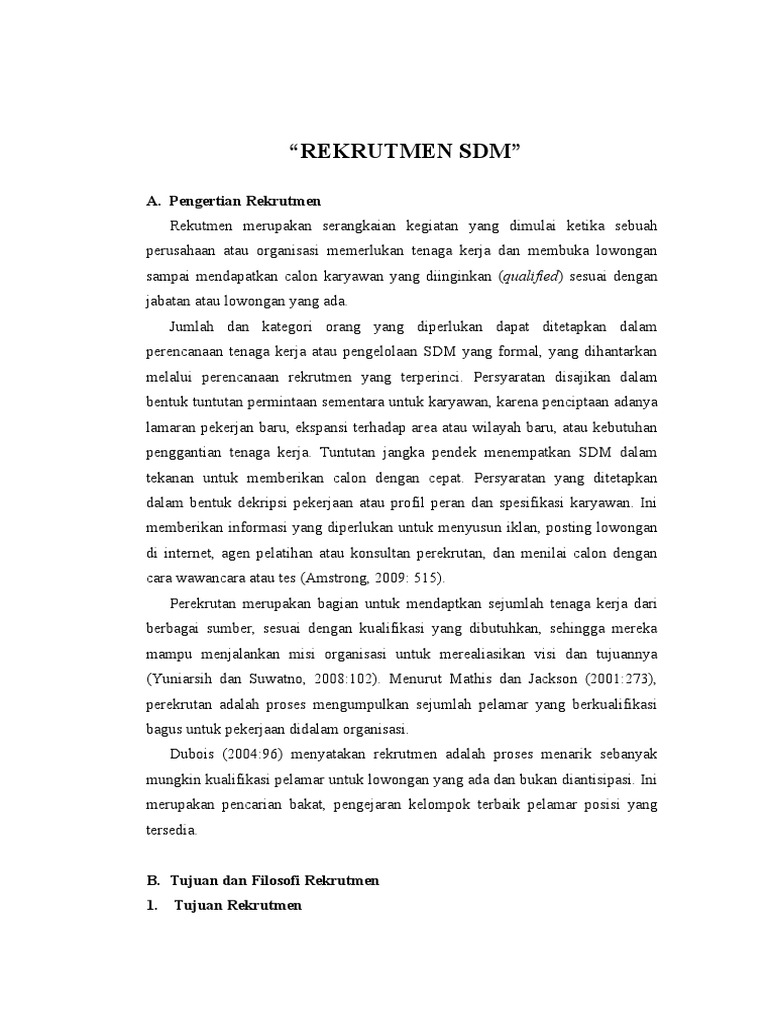 Bab 3 Rekrutmen SDM (Kelompok 2) | PDF